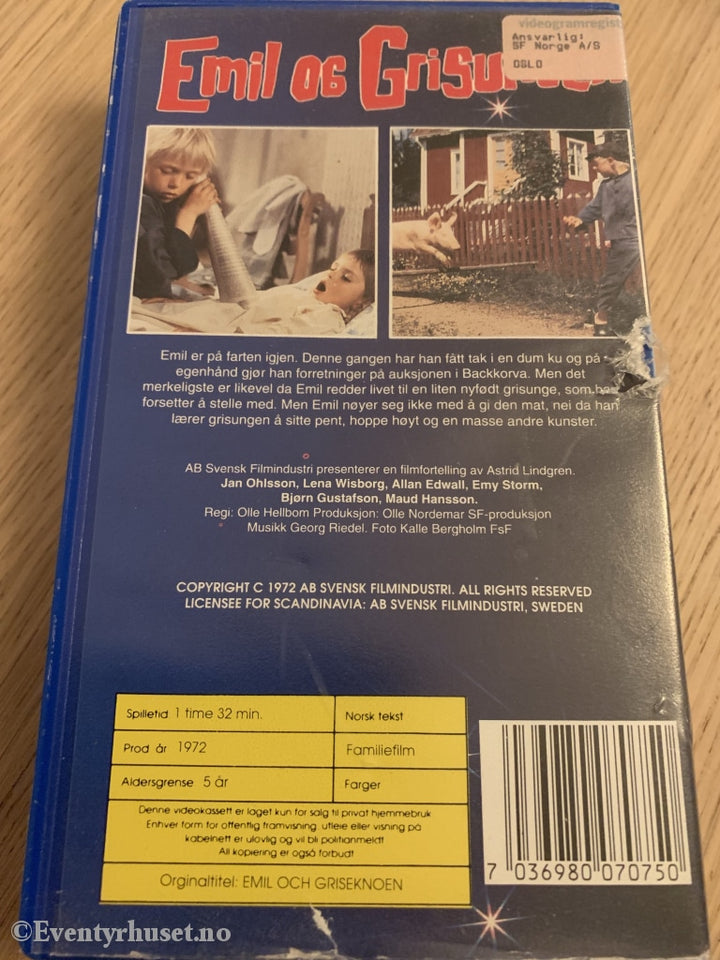 Astrid Lindgren. 1972. Emil og Grisungen. VHS. – Eventyrhuset