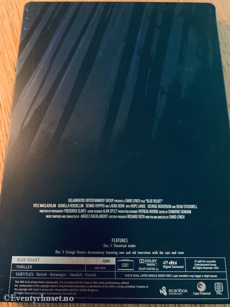 Blue Velvet. 1986. DVD Steelbox. – Eventyrhuset