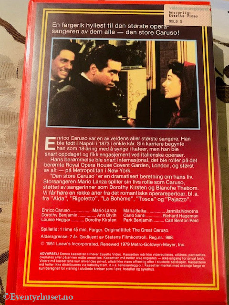 Den store Caruso. 1951. VHS Big Box. – Eventyrhuset
