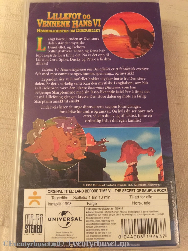Lillefot og vennene hans 6. Hemmeligheten om dinofjellet. VHS ...