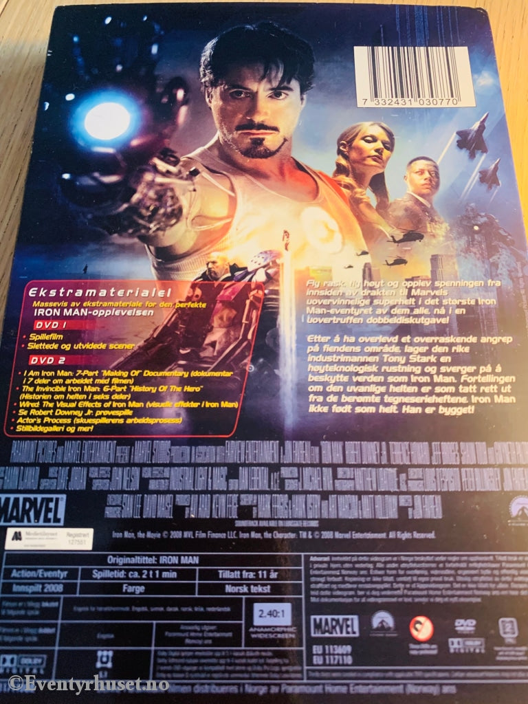 Marvel’s Iron Man - Dobbeldiskutgave. DVD slipcase. – Eventyrhuset