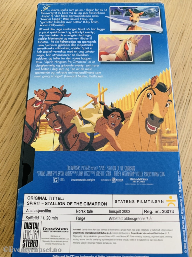 Spirit - Hingsten fra Cimarron. 2002. Slipcase VHS. – Eventyrhuset